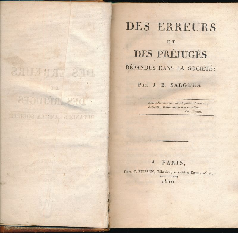 Des erreurs et des préjugés dans la société Des erreurs et des préjugés dans la société